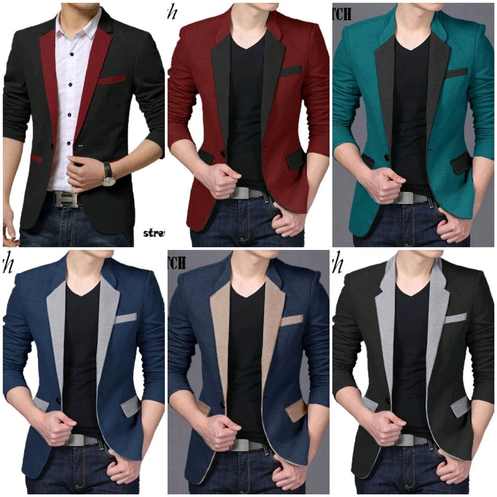 Jual 7q Blazer Navy boy Katun jaket cowo kemeja kerja kantor big size ...