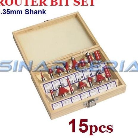 Jual Mata Profil Set Router Bit Bits 15Pcs Trimmer Kayu Tools Komplit ...