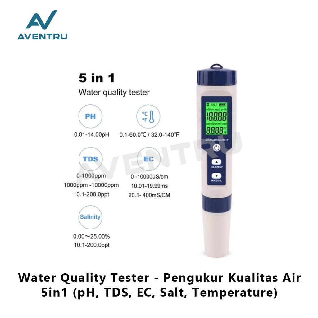 Jual Smart 5 in 1 PH TDS Salinity EC Temperature Meter EZ-9909 Tester ...