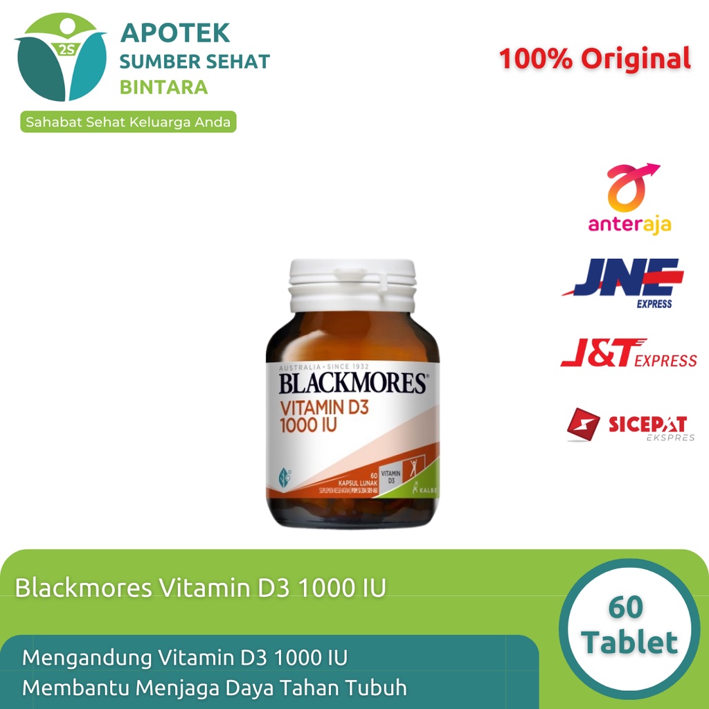 Jual Blackmores Vitamin D3 1000 IU BPOM Kalbe 60 Tablet | Shopee Indonesia