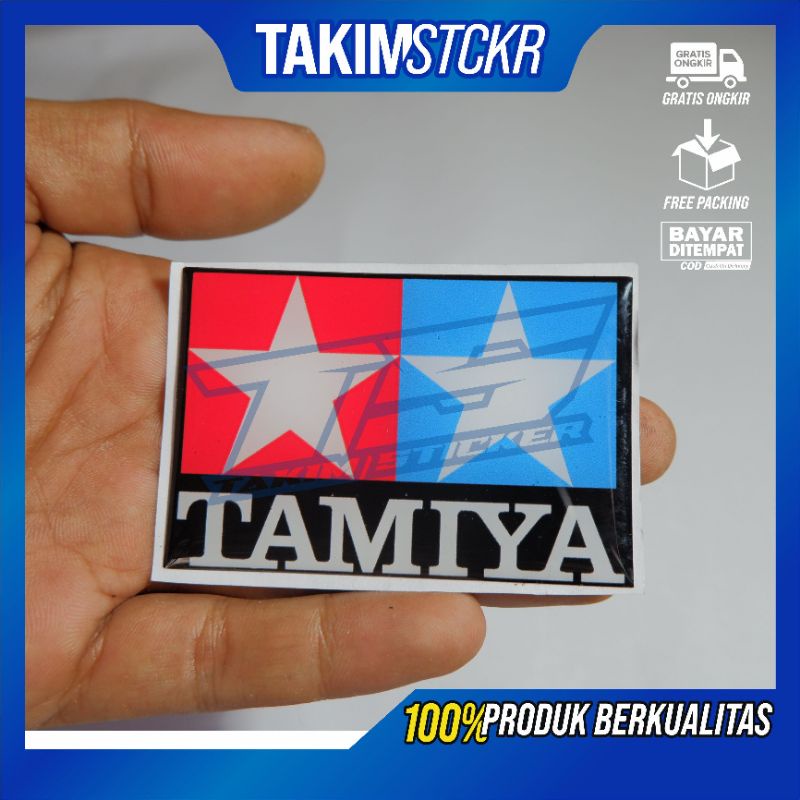 Jual emblem timbul tamiya merah biru, sticker timbul reain tamiya ...