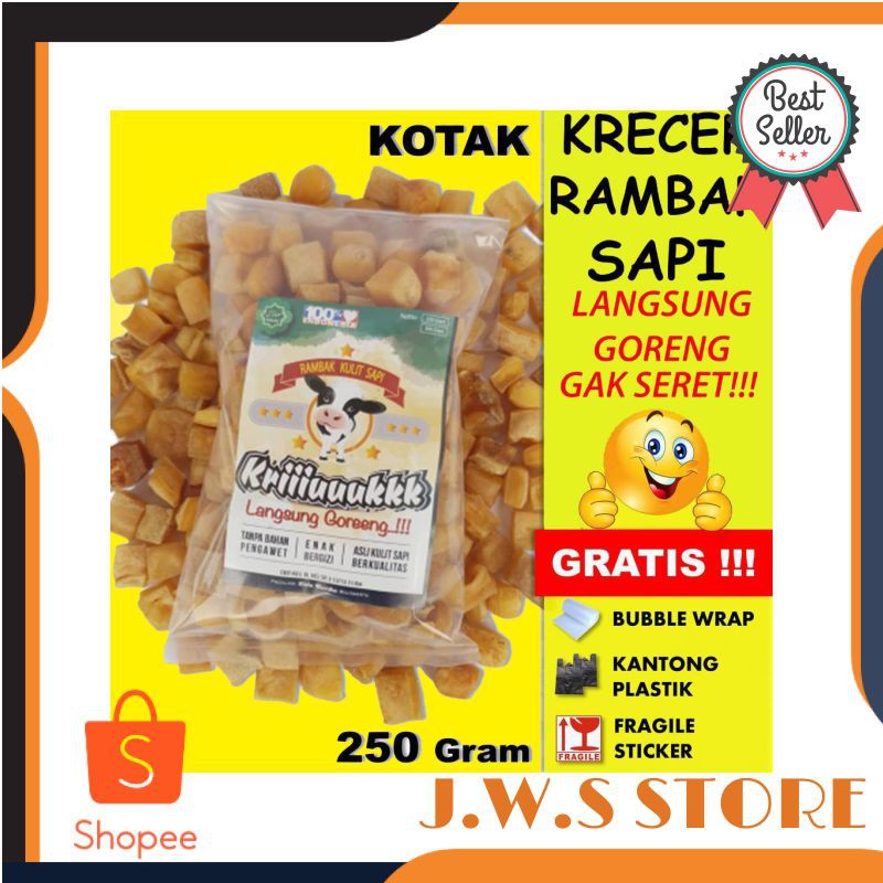 Jual Krecek Rambak Sapi 250gr Kerupuk Kulit Sapi Mentah Krupuk Rambak ...