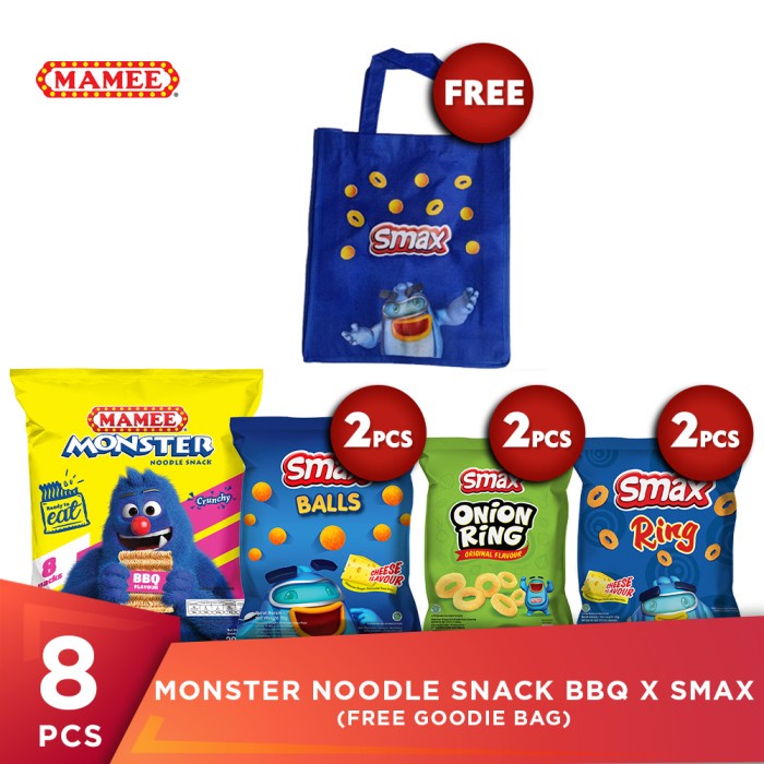 Jual NEW Mamee Monster Noodle Snack BBQ x SMAX (Free Goodie Bag ...
