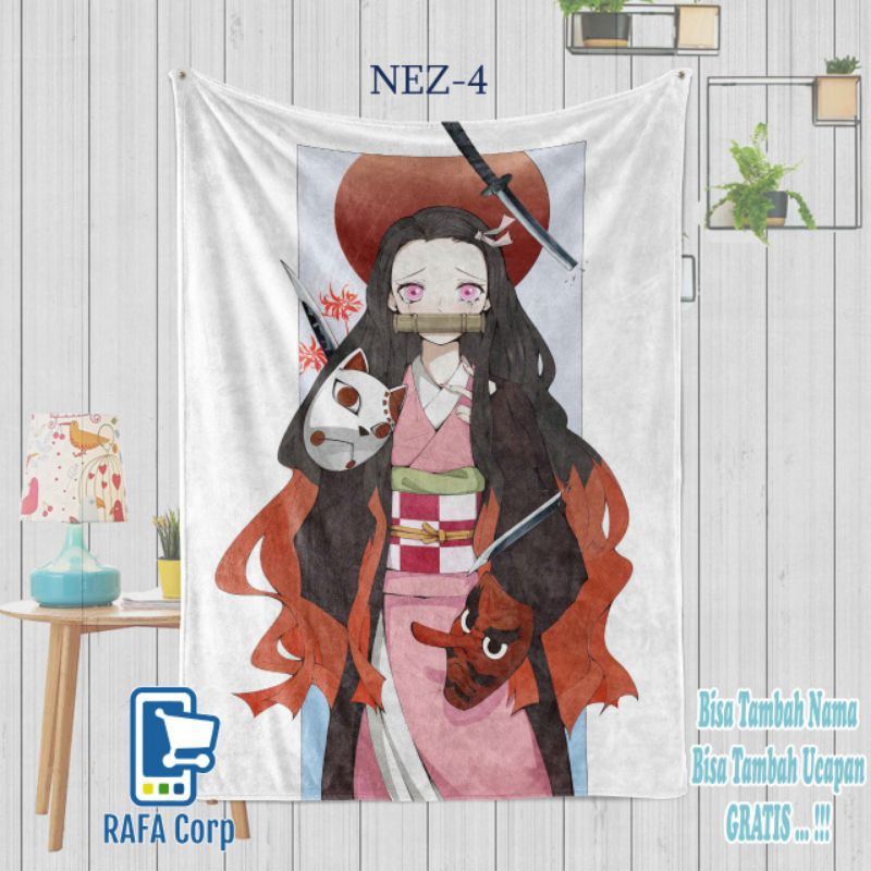 Jual Selimut Nezuko - selimut custom anime - kimetsu no yaiba - selimut ...