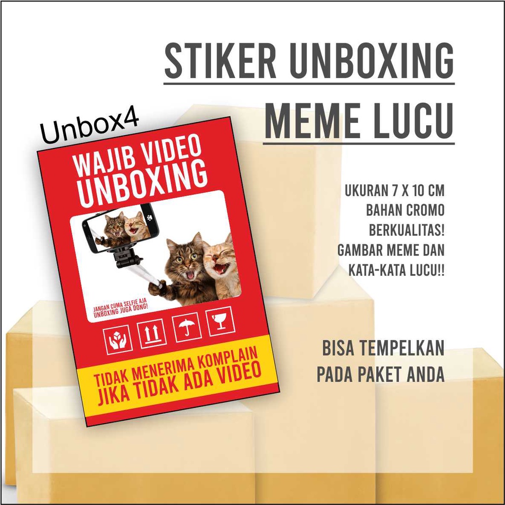 Jual Stiker Video Unboxing Untuk Paket Dengan Gambar Meme Lucu kekinian ...