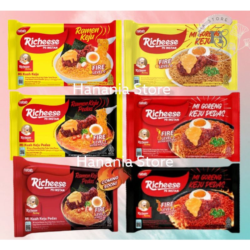 Jual Mie Richeese Mie Goreng Keju Nabati Level 0 Level 3 Level 5 Ramen ...