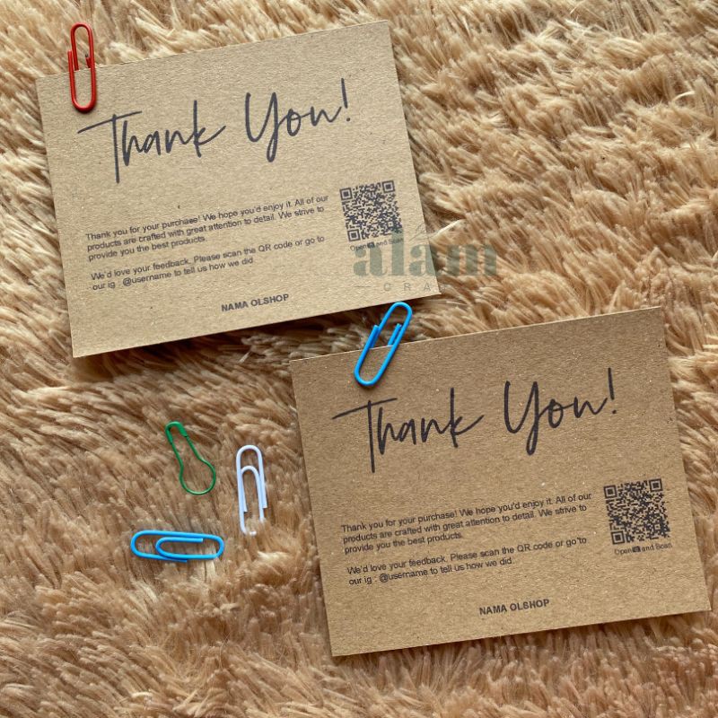 Jual Thanks Card Custom Paper Kraft (HITAM) | Shopee Indonesia