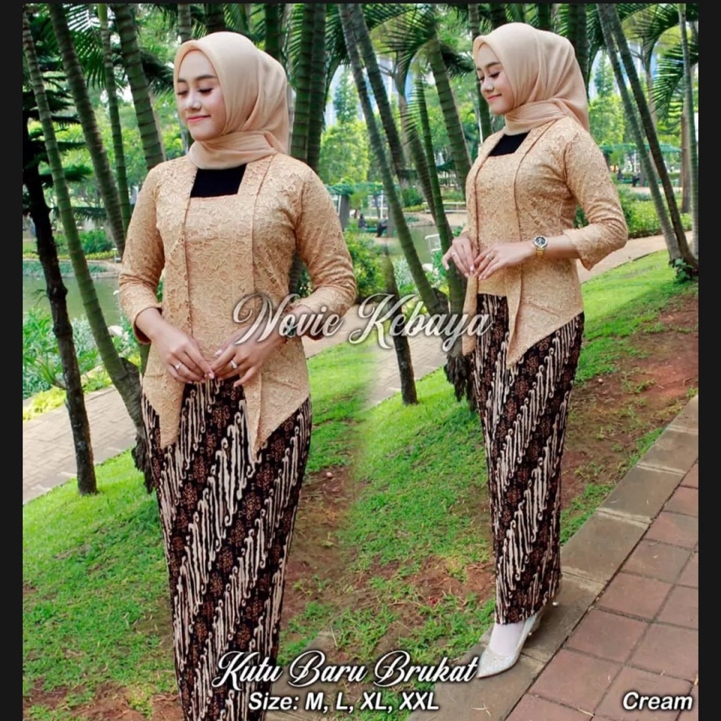Jual KUTUBARU BROKAT/harga promo Baju Kebaya Brokat setelan Kutubaru dan Rok plisket Panjang ...