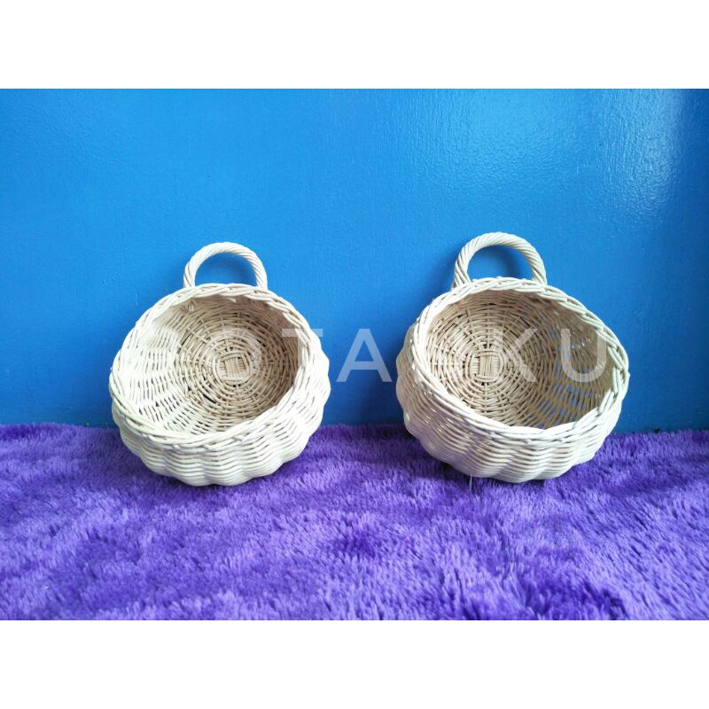 Jual Vas Bunga rotan Dinding Pot Bunga Gantung tempel | Shopee Indonesia