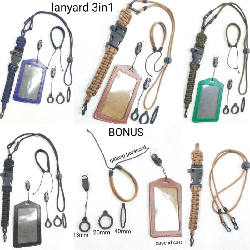 Jual 3in1 Lanyard Tactical Outdoor Tag ID Card Strap masker Lanyard Pod ...