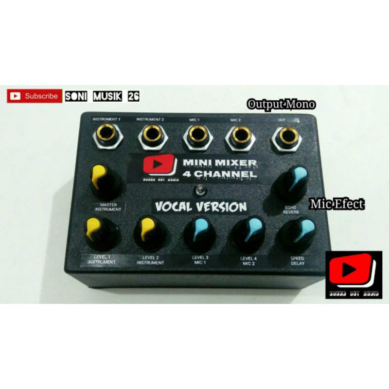 Jual Mini Mixer 4 Channel 2 Output Mono & Stereo (Support Mic Efect ...