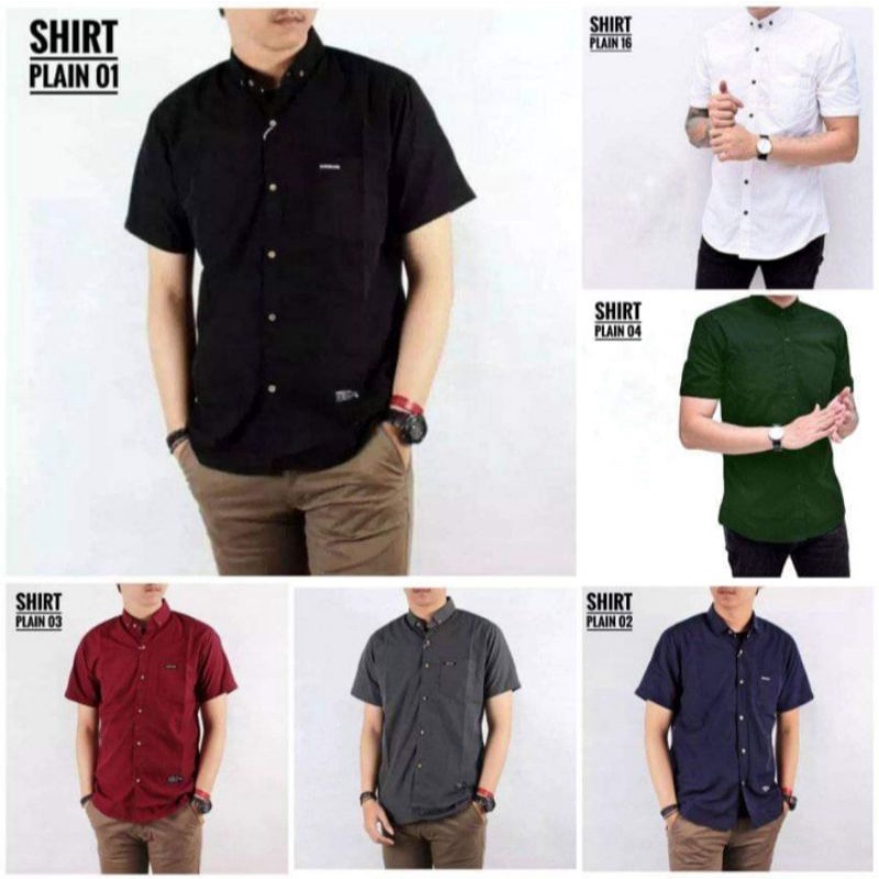 Jual Kemeja Pria Polos Lengan Pendek Slimfit Formal Casual Distro Distro Premium, Hem Pria ...