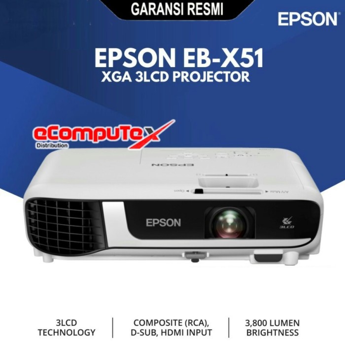 Jual PROJECTOR EPSON EB-X51 / PROYEKTOR EBX51 XGA 3LCD HDMI GARANSI RESMI | Shopee Indonesia