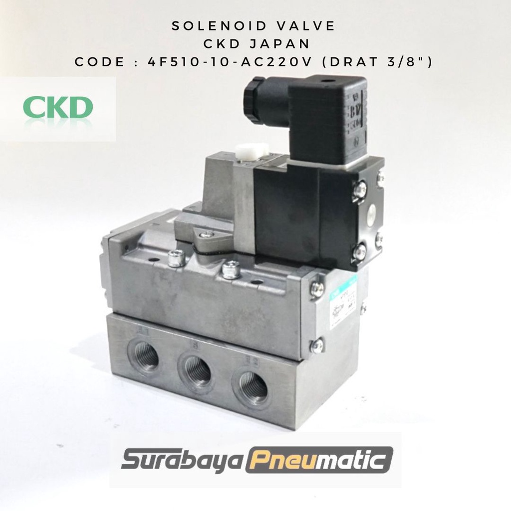 Jual CKD Japan - 4F510-10-AC220V (Drat3/8") - Solenoid Valve Pneumatic | Shopee Indonesia