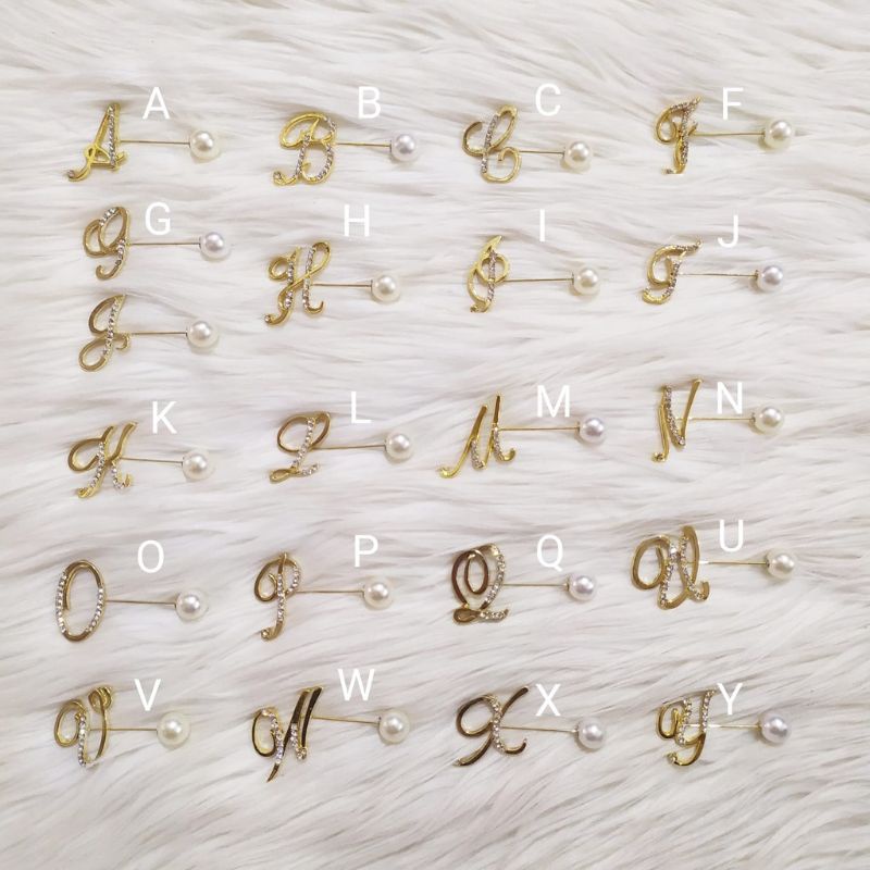 Jual Tuspin Jibab Huruf Inisial Nama Silver dan Gold | Shopee Indonesia