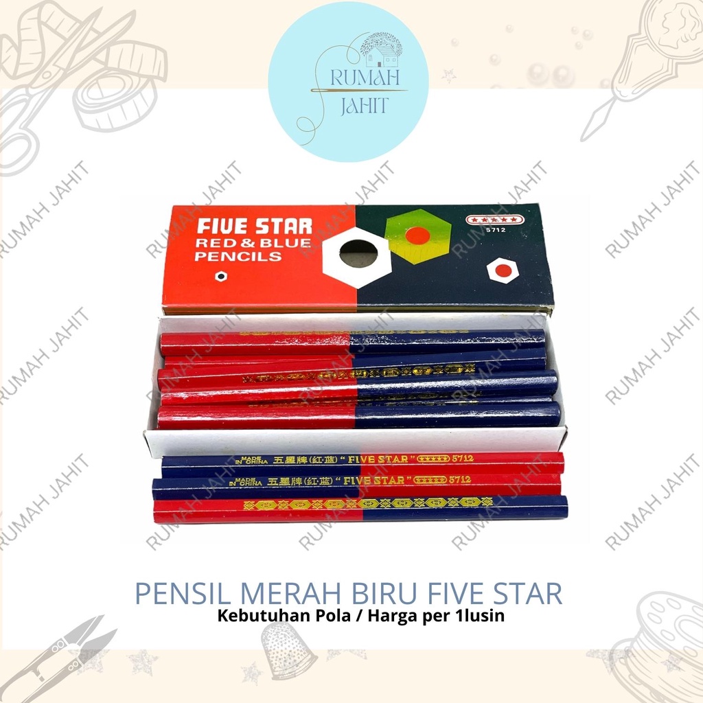 Jual Pensil Five Star Merah Biru Ukuran Besar / Pensil Penanda Bahan ...
