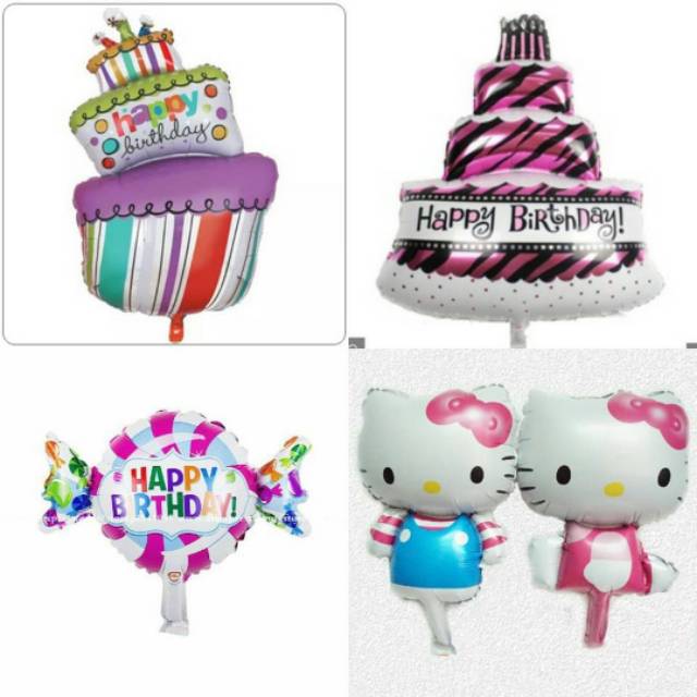 Jual Balon Mini HBD MIRING/CANDY/HELLO KITTY/CAKE BERTUNGKAT | Shopee ...
