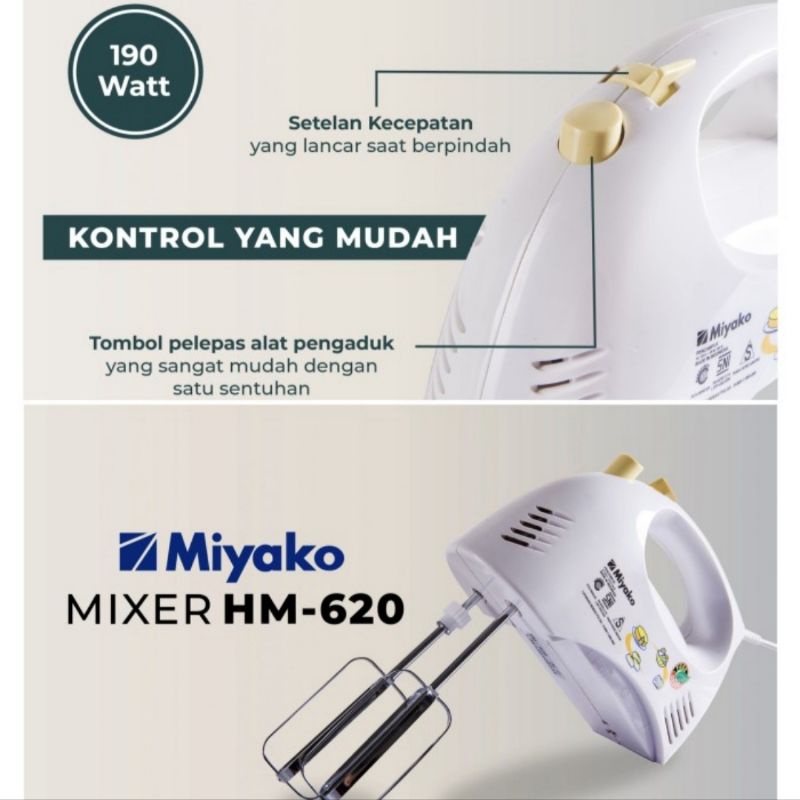 Jual MIXER MIYAKO HM-620 / HAND MIXER MIYAKO HM 620 PENGADUK KUE ...