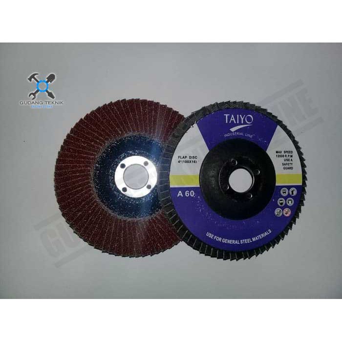 Jual Flap Disc 4 Inch Taiyo A60 / Mata Amplas Susun Gerinda 4" Taiyo ...