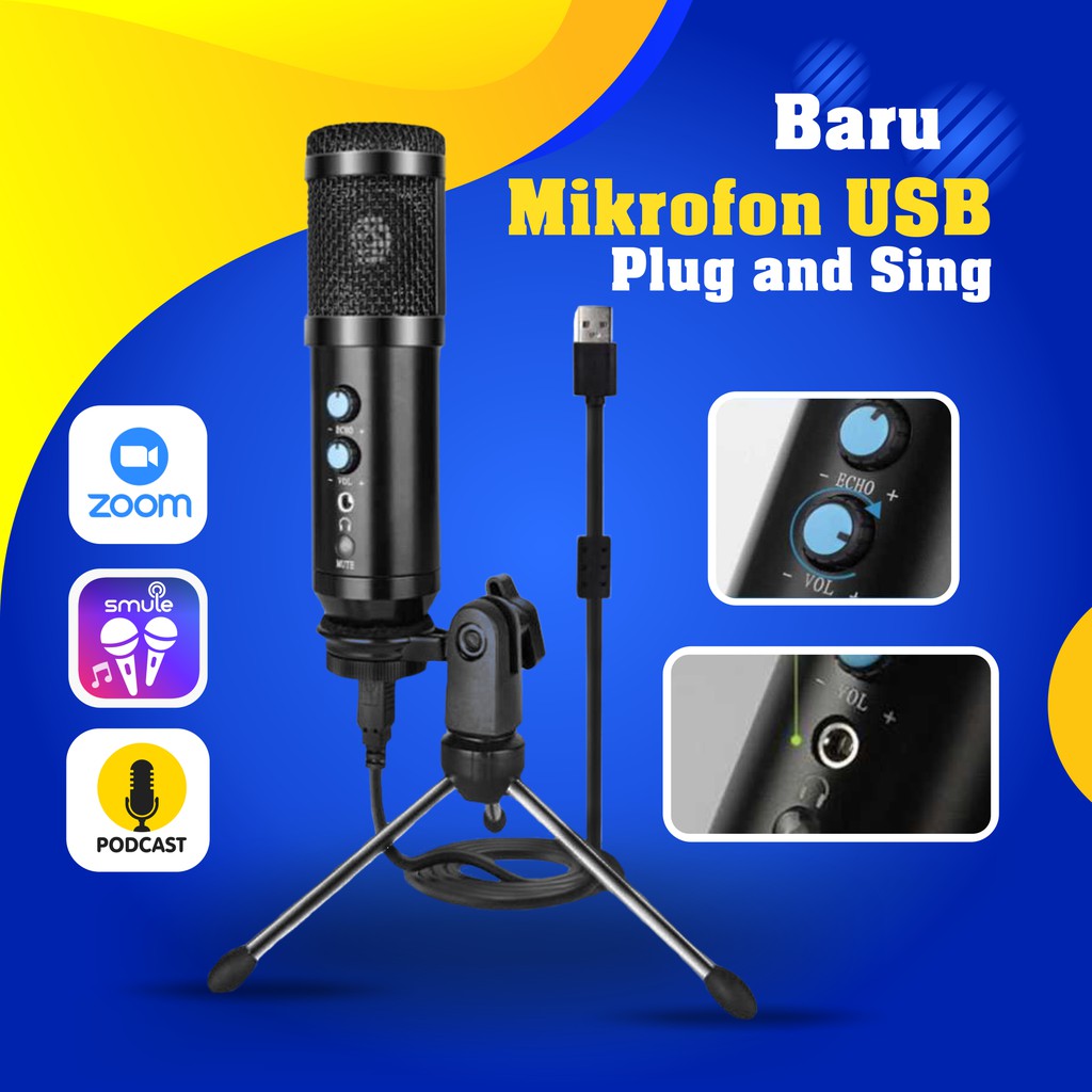 Jual Portable Mic USB Microphone Condenser USB Mikrofon with Stand ...