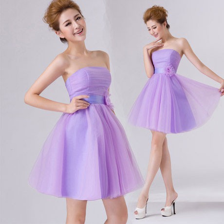 Jual SD.067 gaun pesta pendek tutu model simple warna unggu / pengantin ...