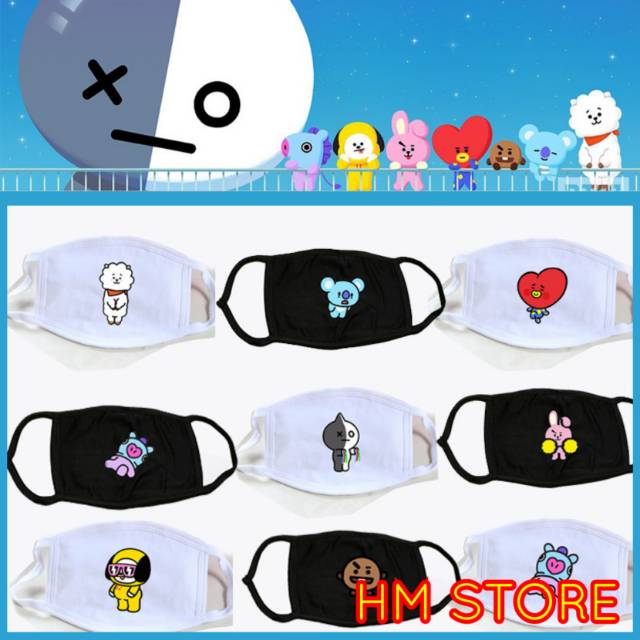Jual BT21 Fullbody BTS Anti Dust Mask Masker Anti Debu Masker Muka BT21 ...