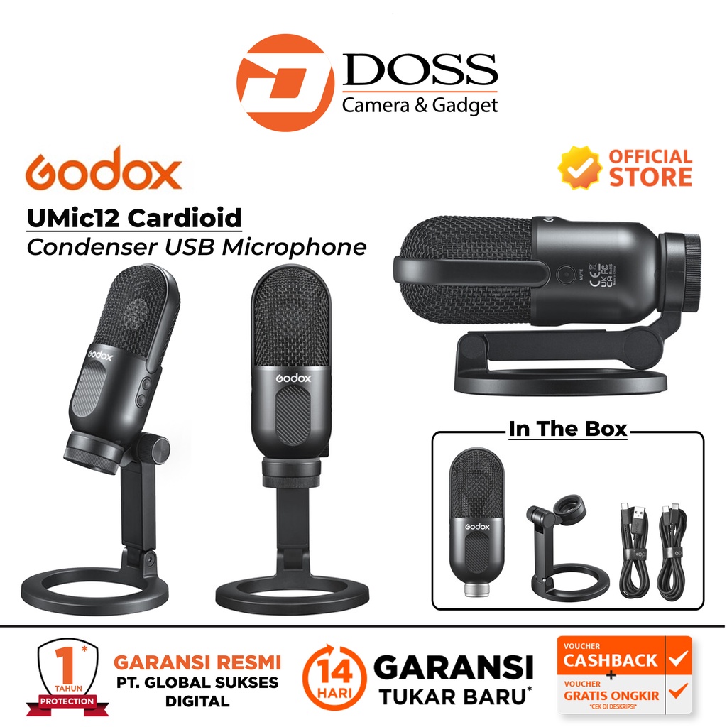 Jual Godox Umic12 Cardioid Condenser Usb Microphone (Desk Stand ...
