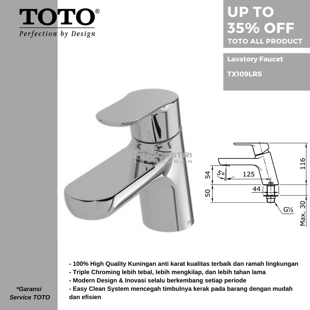 Jual Kran Wastafel TOTO TX109LU (Cold Only) | Shopee Indonesia