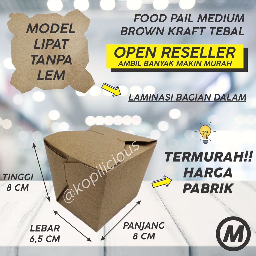 Jual FOOD PAIL MEDIUM KRAFT COKLAT / IVORY PUTIH ( 1 KG = 50 PCS ...