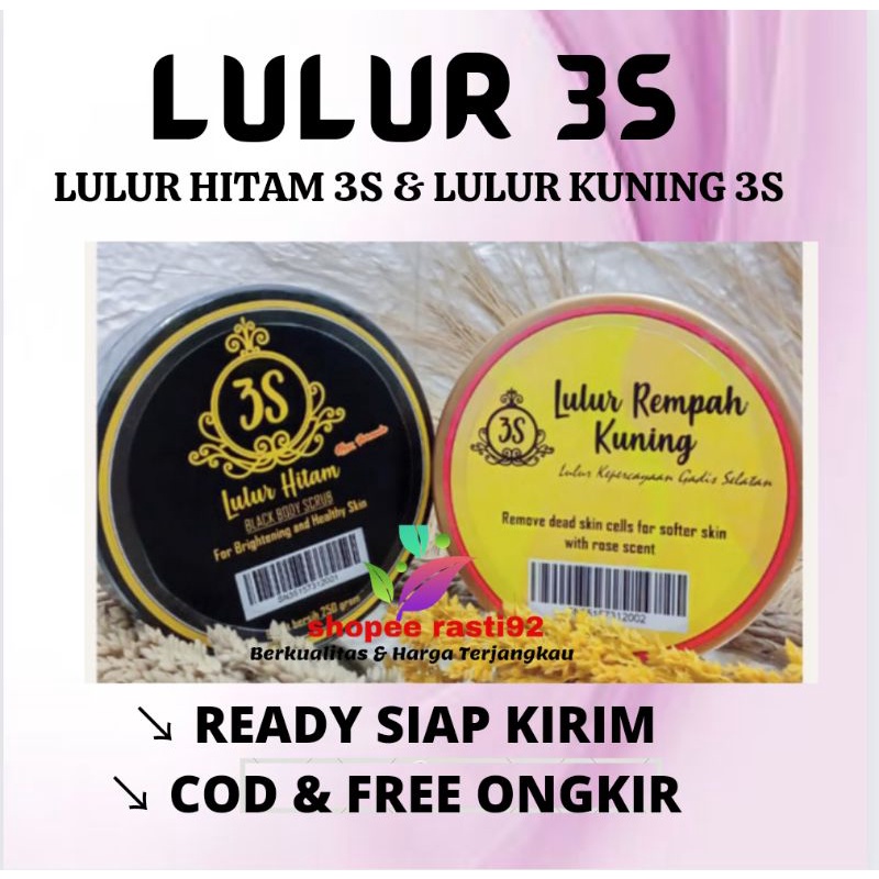 Jual lulur hitam 3s black body scrub/lulur rempah kuning 3s for ...