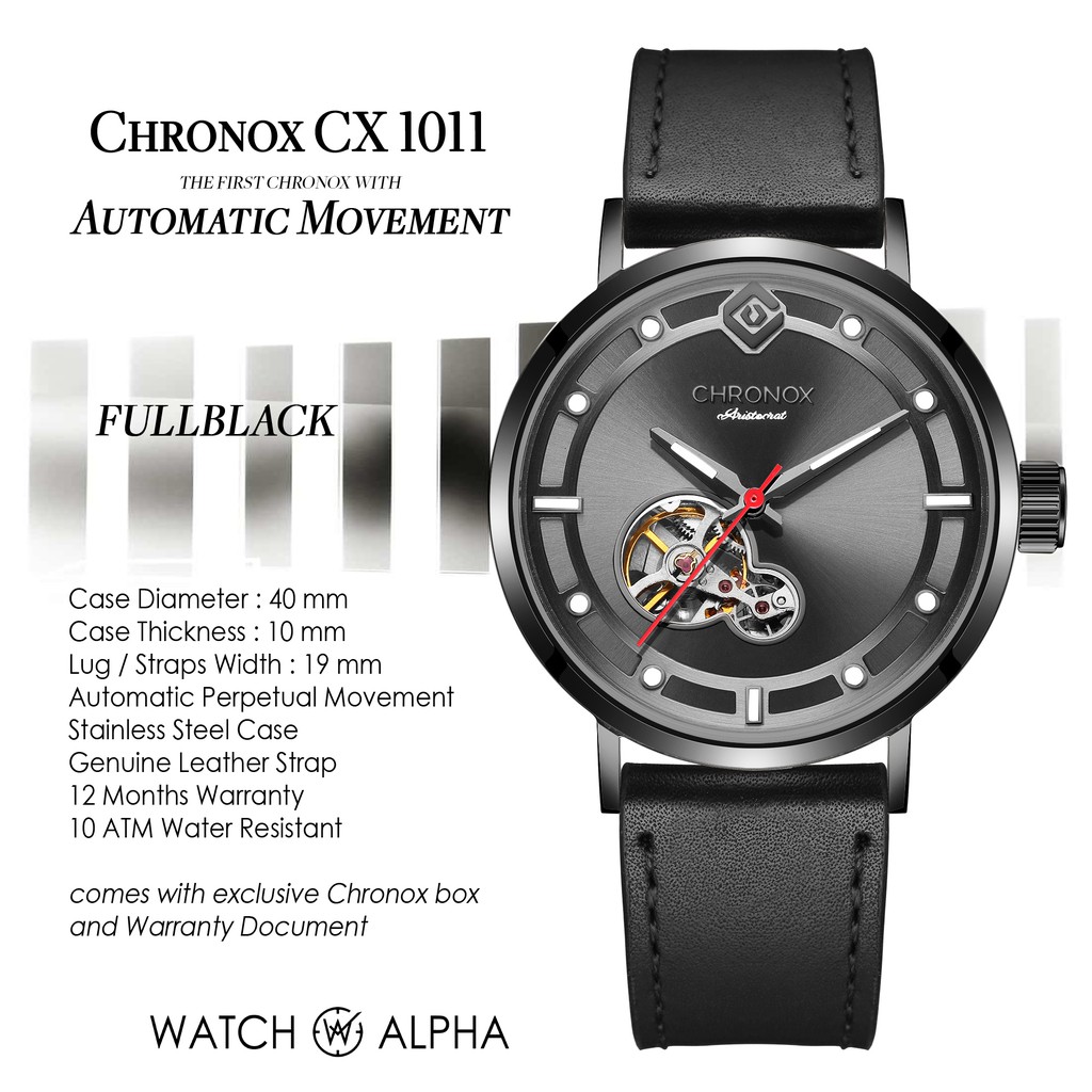 Jual Jam Tangan CHRONOX CX1011 FULLBLACK (A) - Automatic Movement ...