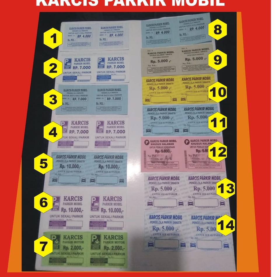 Jual LANGSUNG KIRIM.. (3 Bendel ) KARCIS PARKIR MOTOR - MOBIL UNIVERSAL ...