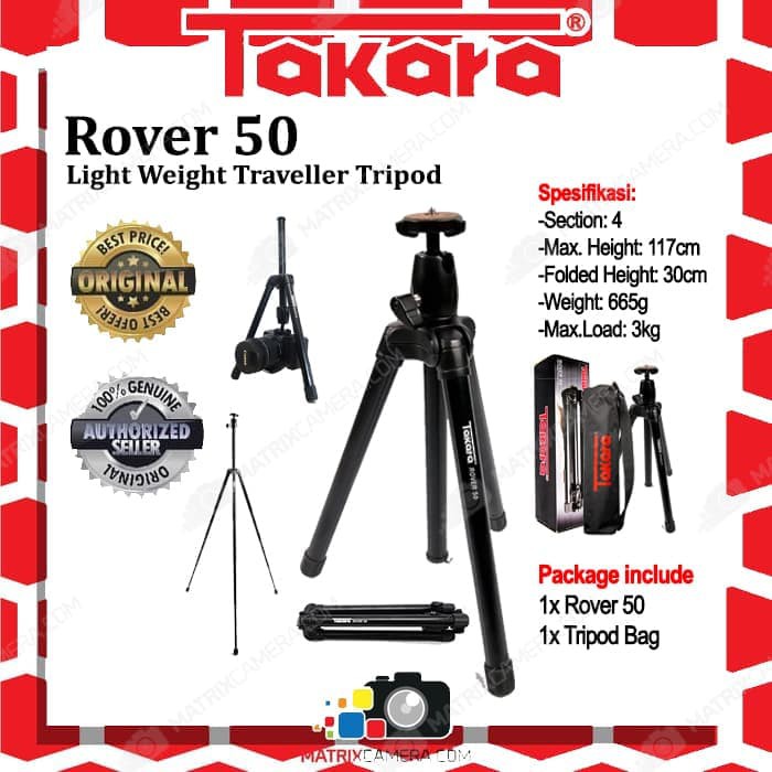 Jual Takara ROVER 50 Light Weight Traveller Tripod for DSLR, Mirrorless ...