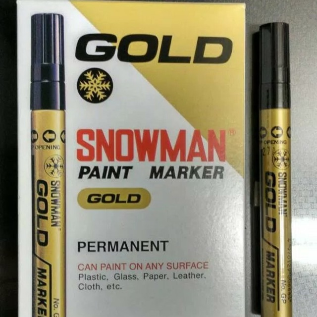Jual SPIDOL SNOWMAN PAINT MARKER GOLD / EMAS PERMANENT x | Shopee Indonesia