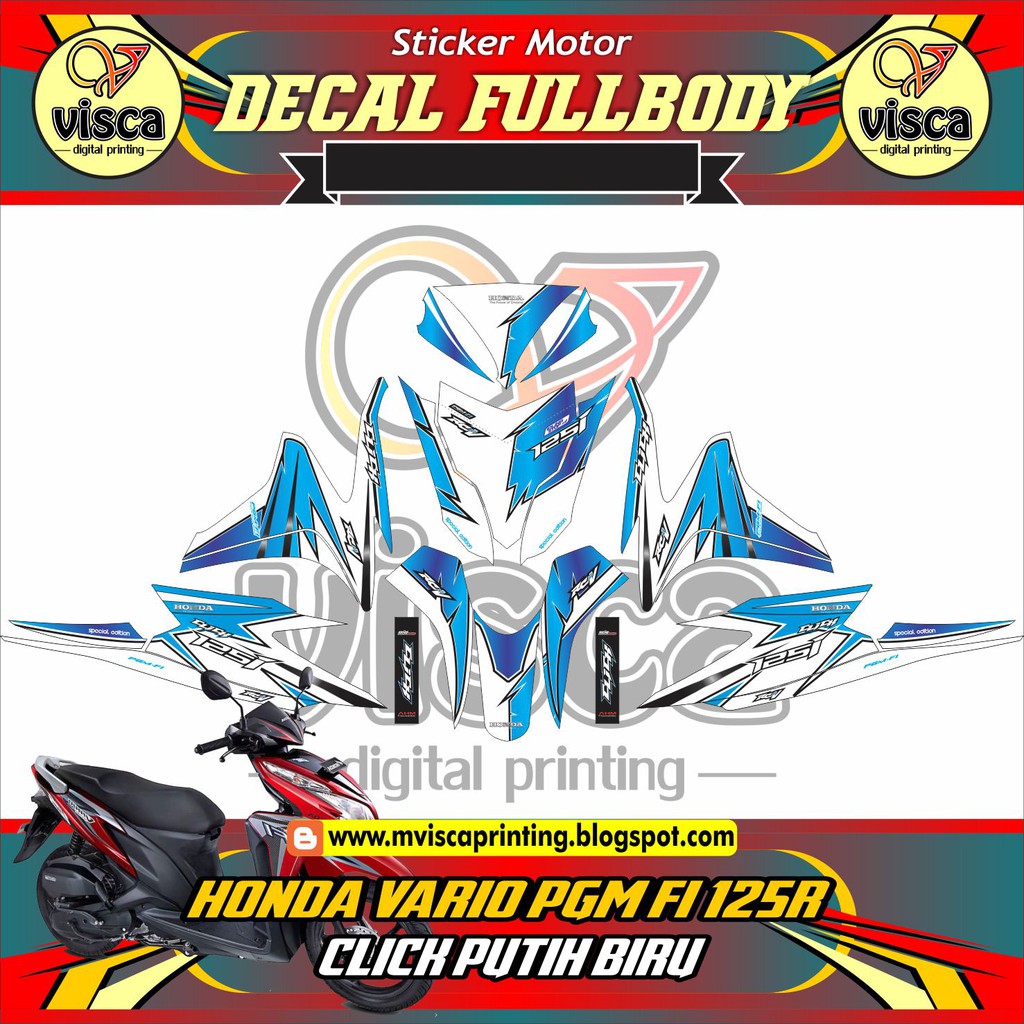 Jual STIKER MOTOR FULL BODY HONDA VARIO PGM FI 125R CLICK PUTIH BLUE ...