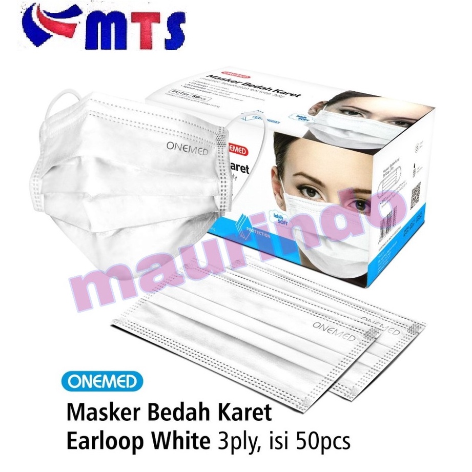 Jual COD - Onemed Masker Bedah PUTIH 3 Ply Surgical WHITE Earloop Mask ...