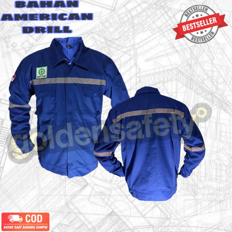 Jual Wearpack Safety Model Setelan Lengan Panjang Warna Biru | Shopee ...