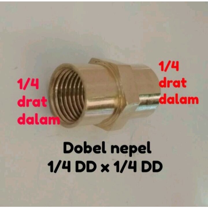 Jual Kuningan Double sock / dobel sok nepel drat dalam 1/4 x 1/4 drat dalam | Shopee Indonesia