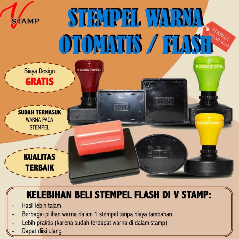 Jual Custom Stampel Warna / Otomatis/Flash/Cetak Stempel / Stamp Perusahaan Logo Nama Toko ...