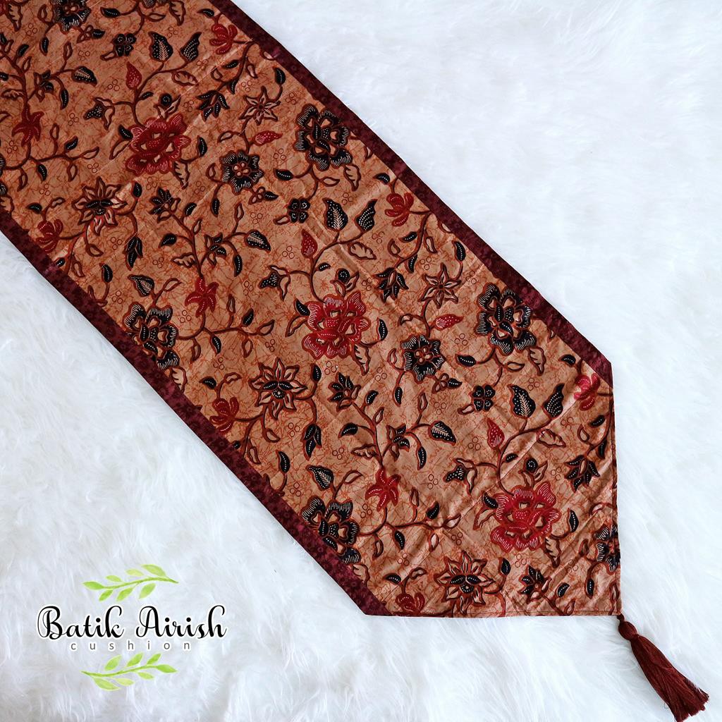Jual TABLE RUNNER Batik | Kembang Mawar Sogan Merah | Taplak Meja Tamu ...