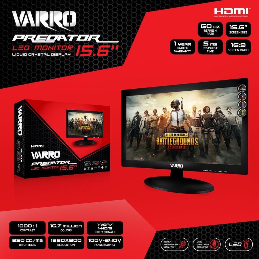 Jual LED MONITOR VARRO 16 INCH GARANSI RESMI 1 TAHUN HDMI + VGA ...