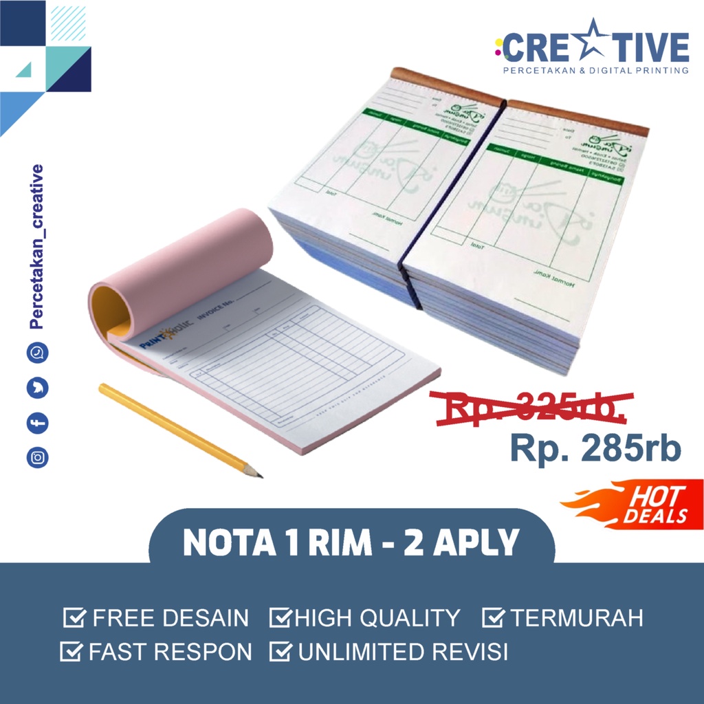 Jual CETAK NOTA -- 1 RIM 2 PLY - RANGKAP -- Percetakan Custom NCR ...