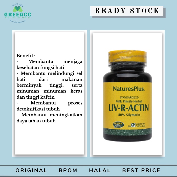 Jual Natures Plus LIV-R-ACTIN 60 tab Natures Silymarin Liver Milk ...