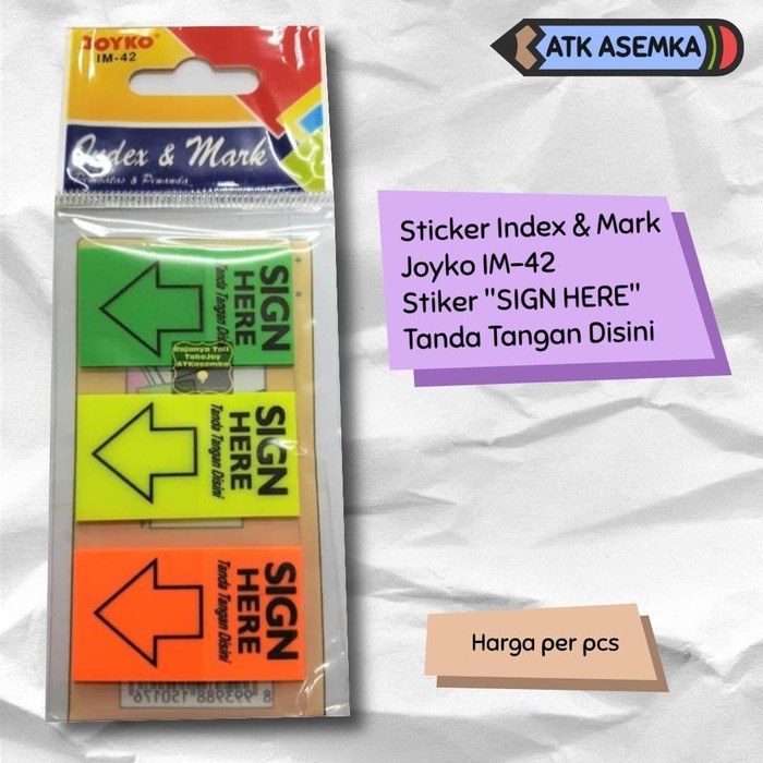 Jual Stiker Sign Here Tanda Tangan Sticker Index & Mark Joyko IM-42 Atk | Shopee Indonesia