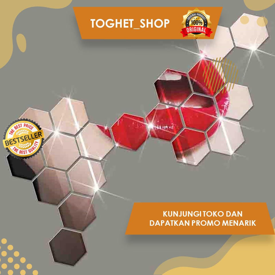 Jual Sticker Dekorasi Dinding Stiker Tembok Akrilik Hexagon Mirror ...