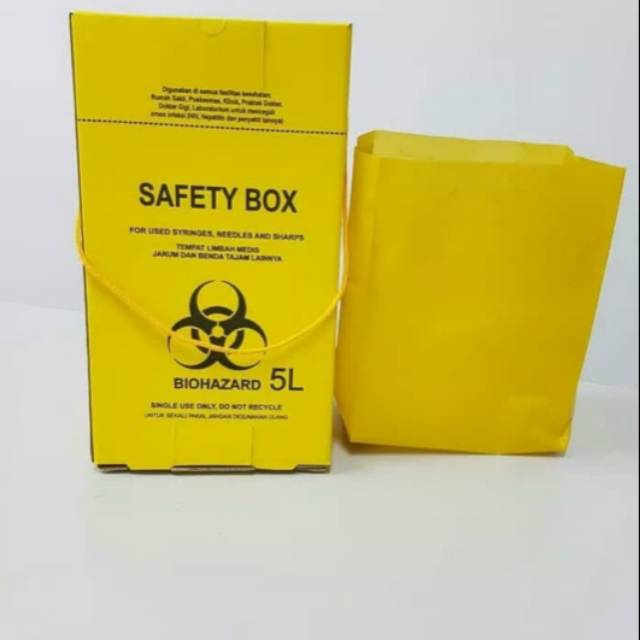 Jual SAFETY BOX 5 LITER (BOX) / ADA PLASTIK ANTI BOCOR / BIOHAZARD BOX ...