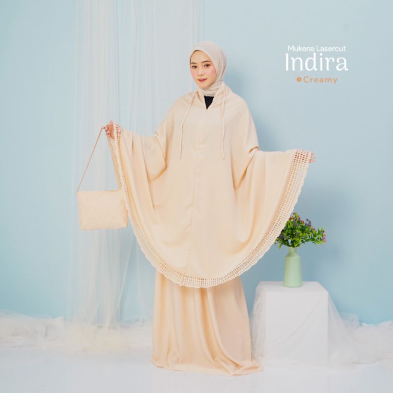 Jual Mukena lasercut 2 in 1 mukna model baru muhna Creamy dewasa tren ...
