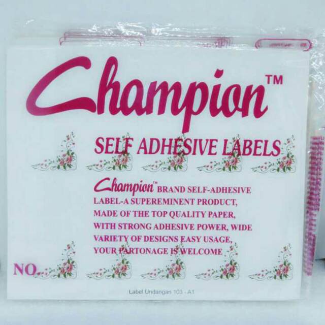 Jual (1pcs) label champion/ label tipe ex / label undangan | Shopee ...