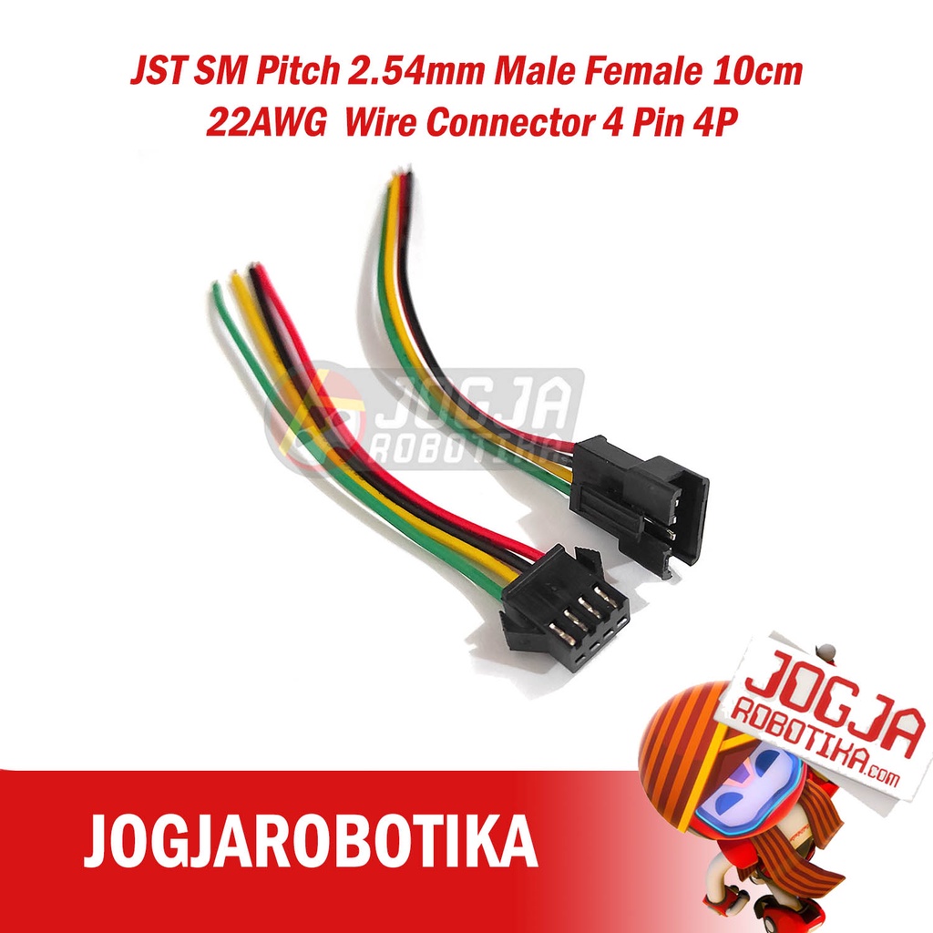 Jual JST SM Pitch 2.54mm Male Female 10cm 22AWG Wire Connector 4 Pin 4P | Shopee Indonesia