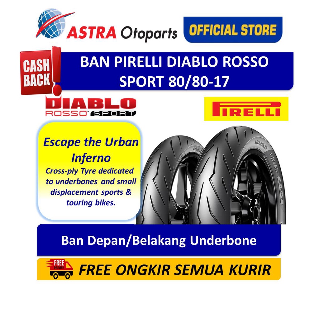 Jual PIRELLI Diablo Rosso Sport 80/80-17M/C REINFTL 46S DRS - Depan ...